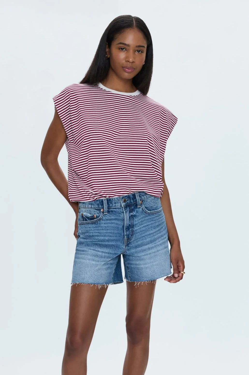 Pistola | Trina Muscle Tee - Sangria White Stripe – Shop Estilo